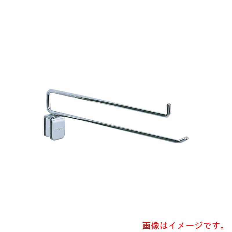 特長 ●陳列什器オプションパーツです。 用途 ●商品の引掛け陳列、保管に。 仕様 ●名称：S）90°十手フック　4φ−200 ●フック寸法 径×長さ(mm)：φ4×200 ●間口(mm)：4 ●奥行(mm)：200 ●本体色：クロームメッキ...