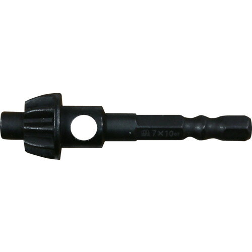 特長 ●ドリルチャックに噛みこんだ先端工具を抜くことができます。 ●ドリルチャックのギヤと六角軸チャックキーの差し込みギヤ同士を噛み合わせ電動工具を逆回転にまわすで先端工具が抜けます。 用途 ●噛み込んだ先端工具の取外しに。 仕様 ●全長(...