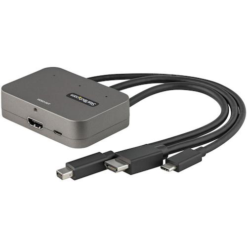 特長 ●3つの一般的なホストポートからパソコンやタブレットをHDMIディスプレイに接続します。 ●HDMI 2.0bディスプレイで4K60HzのUHD解像度と2chオーディオに対応します。 ●高いコントラスト比と精緻なカラーを再現するHDR...