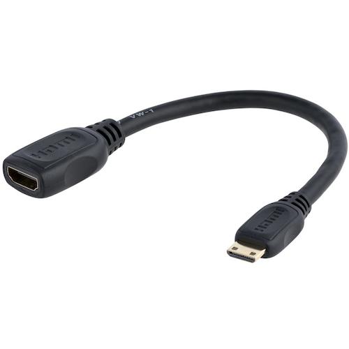 特長 ●ミニHDMIデバイスをHDMIディスプレイに接続します。 ●デジカメなどMini HDMI機器のコンテンツを大型ディスプレイに表示可能です。 ●4K ハイスピードHDMIに対応しています。 ●アルミマイラー箔と銅線編組による優れたE...