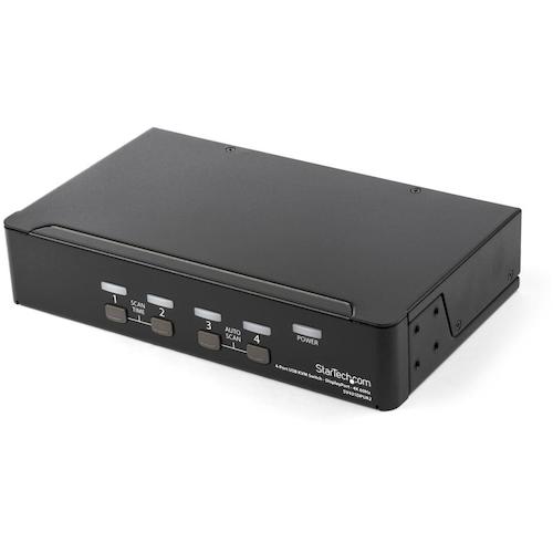 特長 ●ホットキーまたは手動切替えで4台のコンピューターにアクセスできるKVMスイッチです。 ●MSTパススルーにより複数ディスプレイをサポートします。 ●アクセスしやすい前面部にUSB 2.0ハブを搭載しています。 ●3.5mm アナログ...