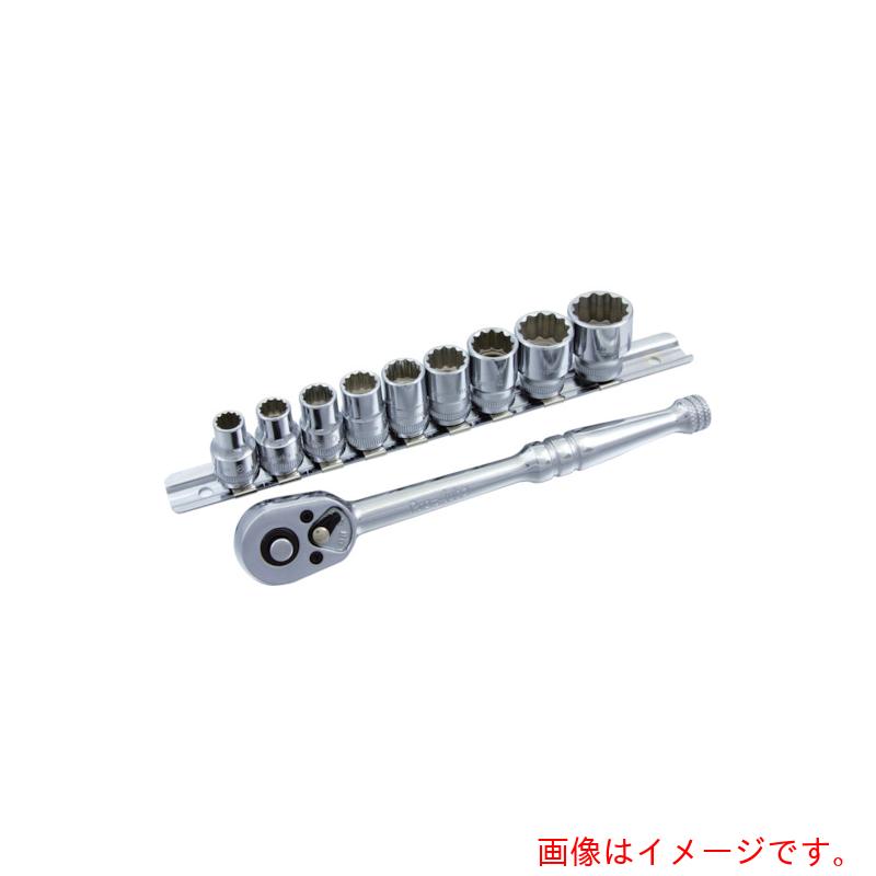 特長 ●ボルトナットの角を傷つけにくい面接触タイプのソケット12角形状です。 ●ソケットの整理に便利なソケットハンガー付きです。 ●ソケットの脱着がスムースにできるクイックリリース付きラチェットハンドル。 用途 ●ボルトやナットの締め付け、...