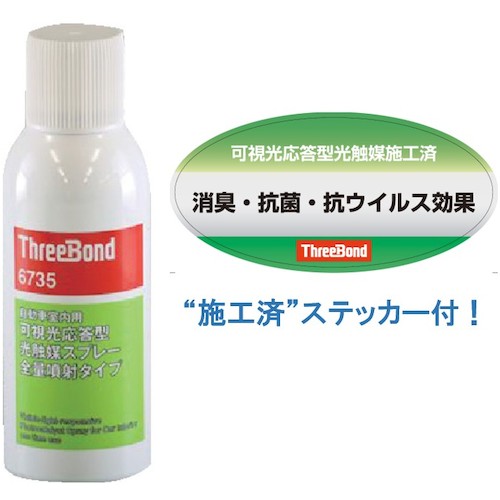 特長 ●太陽光はもちろんのこと、LEDを使用した室内灯など目に見える僅かな光との作用により、高い消臭、抗菌効果、抗ウイルス効果が長期間得られます。 用途 ●車内、室内など不特定多数の人が利用する屋内空間用に。 仕様 ●容量(ml)：86 ●...