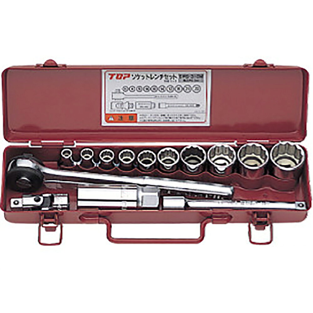 ●ソケットレンチセット（差込角9.5mm） ●専用ケース付き ●差込角（mm）： 9.5（3/8″） ●セット内容： ソケット（12角）:6・8・9・10・12・14・17・19・21・23mm/プラグソケット:PS-320/ラチェットハン...