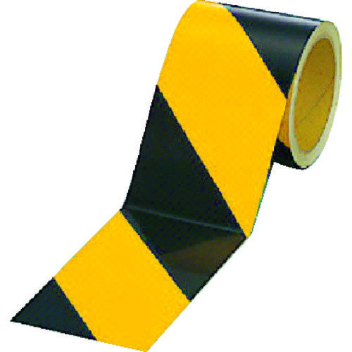 特長 ●ライトの光を反射するため夕方や夜間の視認性が高まります。 ●作業現場や各種施設の危険表示や立入禁止表示に最適です。 用途 ●工場・事務所・物流倉庫・商業施設などに。 仕様 ●色：黄/黒 ●幅(mm)：90 ●長さ(m)：10 ●厚さ...