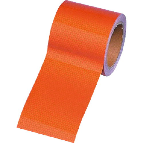 特長 ●床面や壁面等に貼れる高輝度反射テープです。 ●注意喚起に最適です。 ●高輝度タイプなので夜間の視認性に優れています。 仕様 ●色：オレンジ ●幅(mm)：90 ●長さ(m)：10 ●厚さ(mm)：0.22 ●摘要：高輝度反射・粘着シ...