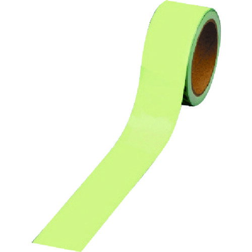特長 ●屋内の通路・階段等に貼り付けられる避難誘導蓄光テープです。 ●通路の避難誘導用に最適です。 用途 ●階段の手すりや通路側面に貼り付けておけば、停電時に避難誘導する事が出来ます。 仕様 ●色：薄緑 ●幅(mm)：50 ●長さ(m)：1...