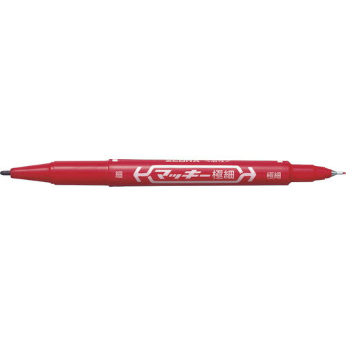 特長 ●丸芯細字＋極細定番のマッキーです。 用途 ●紙、布、木、ダンボールなどのマーキングに。 仕様 ●インク色：赤 ●文字サイズ：細字・極細 ●筆記線幅(mm)：細1.0〜1.3mm/極細0.5mm ●タイプ：赤 ●色：赤 ●ゼブラ　マッ...