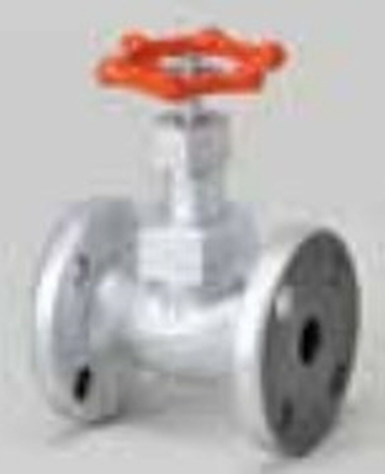 マレブルバルブ　10Kタイプ　玉形弁　フランジ形　強化PTFEディスク装着　弁箱:FCD-S　ふた:FCD-S　弁棒:SUS403　ディスク:強化PTFE　弁体:SUS403　弁座輪:SUS403　ハンドル車:・FCMB340-10/FCM...