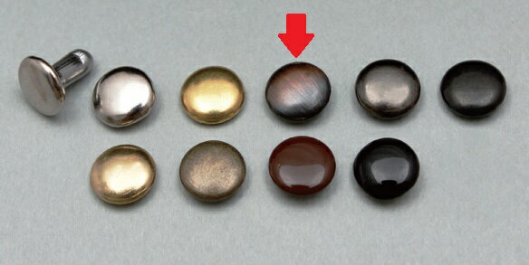 クラフト社 両面カシメ　小（並足） カラー：ブロンズ サイズ：6mm×6mm(外径×足) 内容量：10コ クリックポスト(メール便)選択可。 クリックポスト(メール便)は、代金引換不可です。 また、不達・紛失等、郵便事故の際の内容品補償はご...