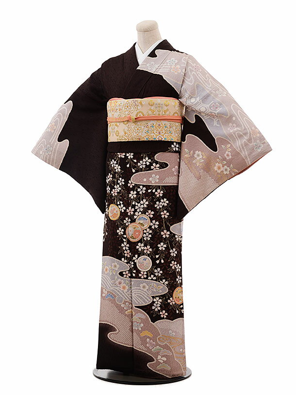 ■15点フルセット付下げ・訪問着レンタル一覧はこちらからどうぞ。【付下げ 訪問着 レンタルt319黒鷲に垂れ桜】 写真（上）衣桁（下）柄アップ ※商品の色については画面を表示するモニターによって実際と多少異なる場合がございます。ご了承下さい...