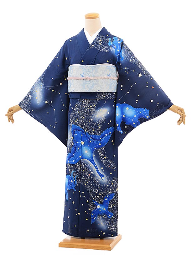■フルセット付下げ・訪問着レンタル一覧はこちらからどうぞ。夏訪問着レンタル 絽 833 紺地 天の川 星座(化繊) ※商品の色については画面を表示するモニターによって実際と多少異なる場合がございます。ご了承下さいませ。 商品詳細 【付下げ・...