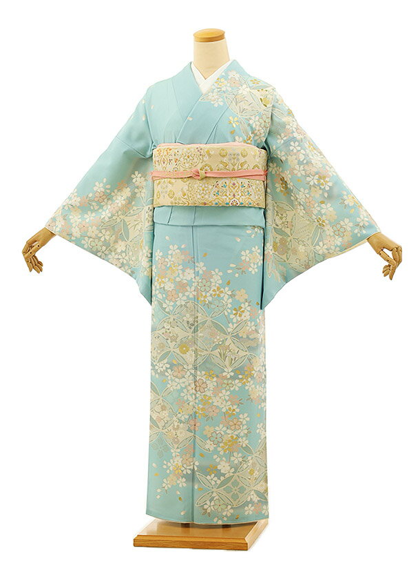 ■15点フルセット付下げ・訪問着レンタル一覧はこちらからどうぞ。【付下げ訪問着レンタル tc887 JAPANSTYLE 水色七宝桜】 ※商品の色については画面を表示するモニターによって実際と多少異なる場合がございます。ご了承下さいませ。※...