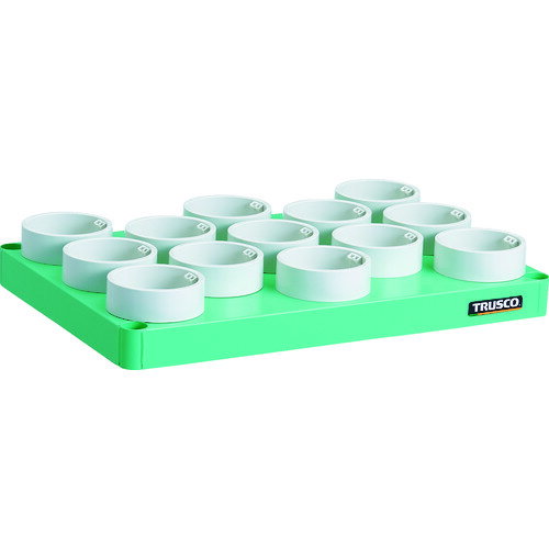 色：ヤンググリーン収納ホルダ数：HSK100専用　BT50　NT50兼用　13個間口(mm)：600奥行(mm)：400スチール（抗菌粉体塗装）　
