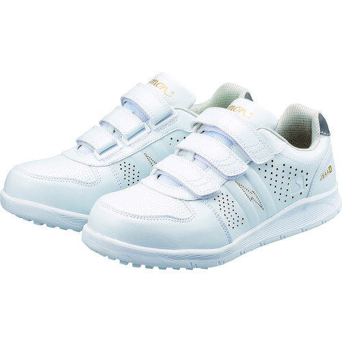 夜間作業も安心な再帰反射材を使用しています。耐滑性に優れた靴底で歩行時の安全を確保します。甲被に防汚加工を施しています。一般作業・夜間作業に。色：ホワイト寸法(cm)：22.0足幅サイズ：EEE電気抵抗値：1.0×10[[UE5-8]]Ω(...