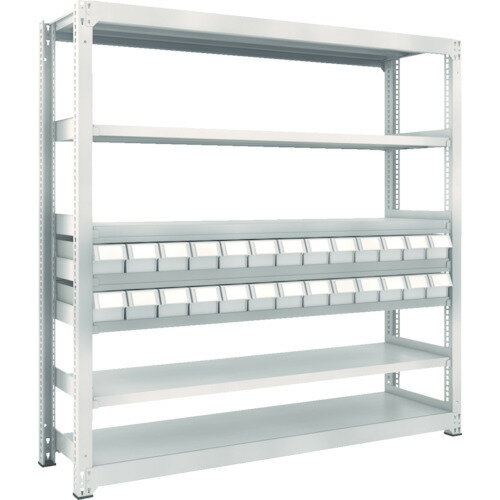 間口(mm)：1800奥行(mm)：471高さ(mm)：1800有効間口(mm)：1740タイプ：引き出し(小)26色：ネオグレー棚段数(段)：7均等積載量：300kg/段最大積載量：2500kg/台集中荷重になりますと耐荷重能力は半減しま...