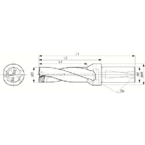 DRZ型です。ドリル加工用ホルダマジックドリルDRZ適合チップ：ZCMT加工径：φ20加工深さ：3×D　