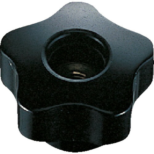 貫通タップ穴タイプのノブです。外径(mm)：60ノブ高さ(mm)：38ねじ寸法：M12×1.75ねじ深さ(mm)：26耐熱温度(℃)：110℃ノブ:フェノール樹脂めねじ:黄銅　