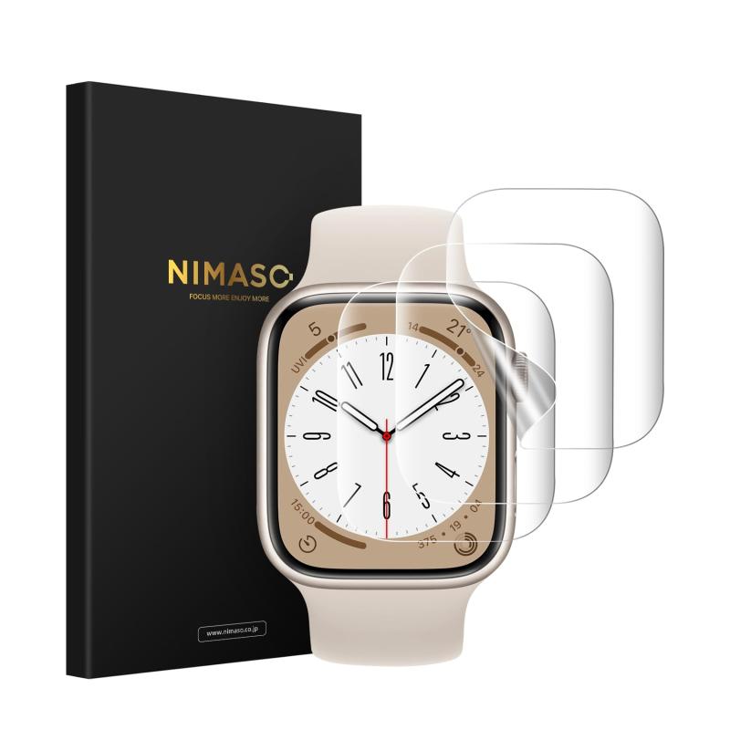 NIMASO アップルウォッチ フィルム 41mm Apple Watch series 9 / 8 / 7 対応 保護フィルム対応機種：Apple Watch series 9 / 8 / 7 41mm 用 「ほどよいサイズデザイン：ap...