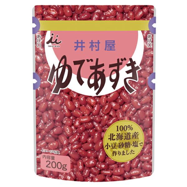 小豆、砂糖、塩、全ての原料を北海道産に限定したゆであずき。使い勝手のよい200g 入り。