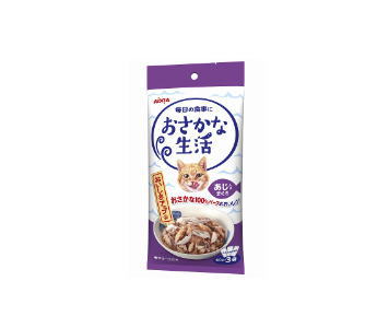 ベース素材はまじりっけなしのおさかな100%。おさかなのおいしさをとじこめたゼリー仕立てで、腸内の善玉菌を増やすオリゴ糖を配合。3袋入り。 原材料名：魚介類(カツオ、マグロ、青魚(あじを含む))、オリゴ糖、増粘多糖類、調味料、ビタミンE 成...