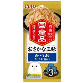 ◆スルット出しやすいゼリー入りのお魚パウチです。白身を100%使っています。 ◆国産品、緑茶消臭成分配合 【原材料】かつお、かつお節、かつお節エキス、糖類（オリゴ糖等）、植物性油脂、増粘多糖類、ミネラル類（Na、P、Cl）、調味料（アミノ酸...