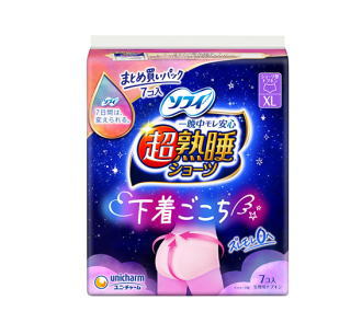 一晩中モレ安心、ぐっすり熟睡 ・ショーツ型ナプキン ・ズレモレ0へ ・最長12時間分※の吸収力 ※個人差があるので経血量にあわせて取り替えてください。 超熟睡　ショーツ特長 特長1.ショーツ型形状で包み込まれて安心。腰まで全面ガードでうしろ...