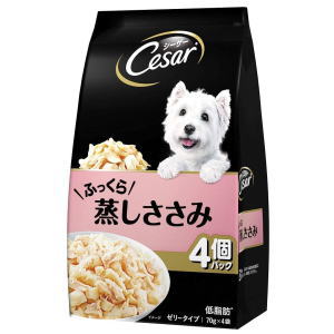 低脂肪なささみをふっくら蒸して低カロリーに仕上げました。 【原材料】肉類（鶏肉、ささみ）、小麦、ミネラル類（Cl、I、K、Na）、増粘多糖類、ポリリン酸Na 【保証分析値】たんぱく質：9.0％以上、脂質：0.3％以上、粗繊維：0.5％以下、...
