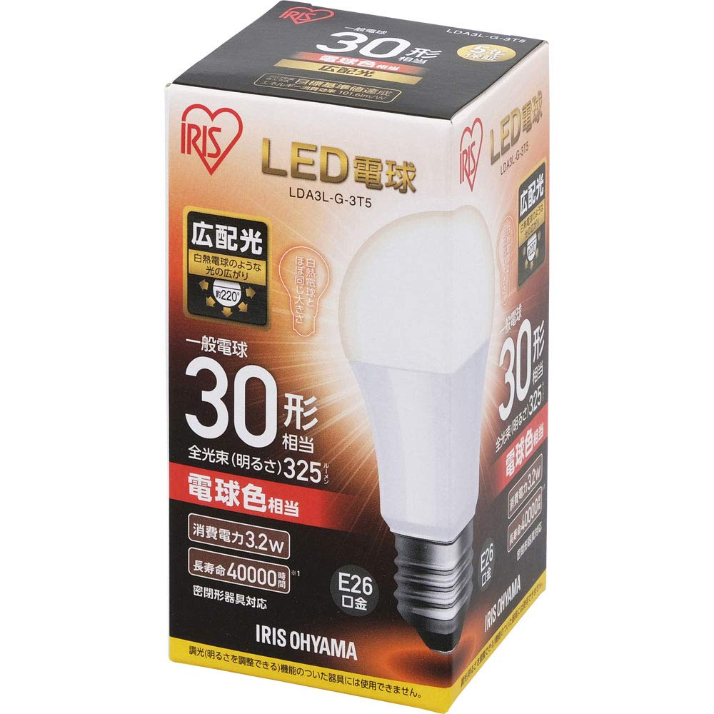 ■商品サイズ（cm） 直径約5.2×高さ約9.8 ■重量：約50g ■パッケージサイズ（cm） 幅約5.6×奥行約5.6×高さ約10.9 ■口金サイズ：E26 ■光色 LDA3N-G-3T5：昼白色相当 LDA3L-G-3T5：電球色相当 ...