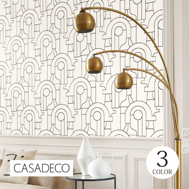 【送料無料】 テシード 輸入壁紙 フランス 幾何学模様 線画 ゴールド 黒 CASADECO （53cm巾 × 10m巻/ロール） 全3色 ［1ロール単位］ 商品の詳しい情報ブランド名CASADECOブランド名（カナ）カサデコ品種壁紙品番C...