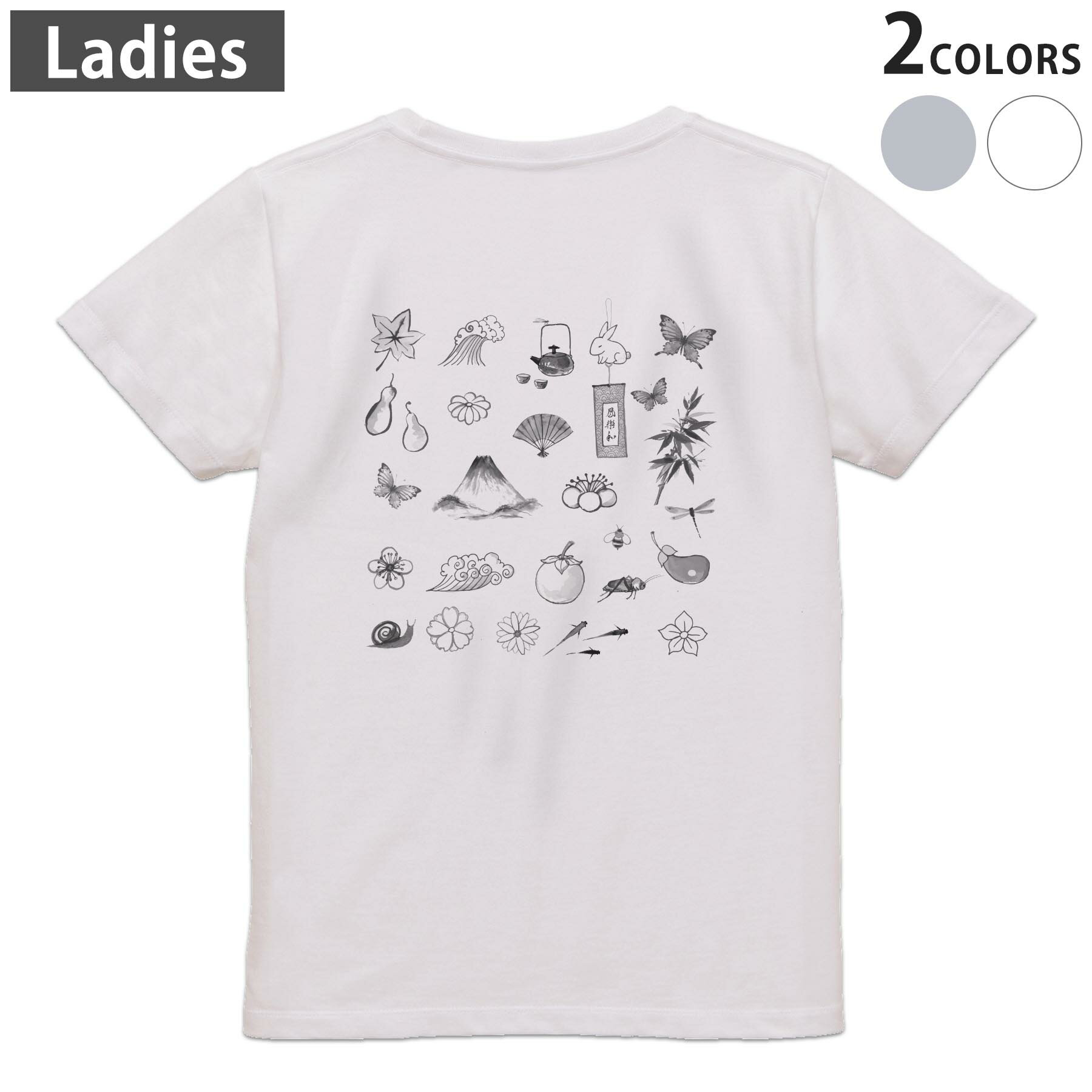 tシャツ レディース 半袖 ホワイト グレー デザイン M L Tシャツ ティーシャツ T shirt　白 灰色▼バックプリントTシャツ　ホワイト・グレー全デザイン▼▼女性用半袖Tシャツ　デザインはこちらから▼ ▼女性用半袖Tシャツ　ブラッ...