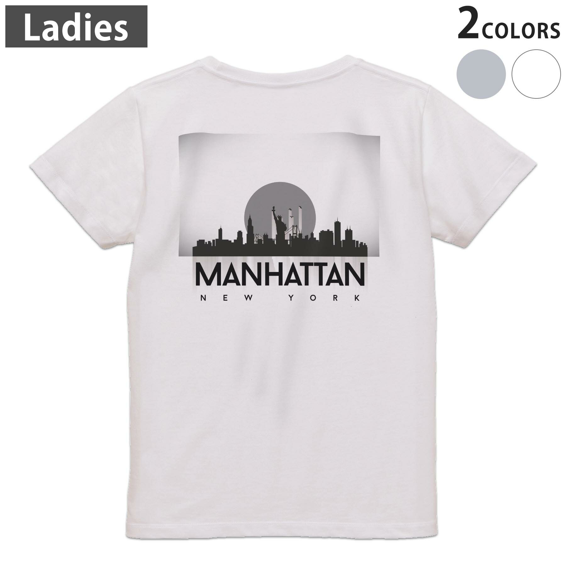 tシャツ レディース 半袖 ホワイト グレー デザイン M L Tシャツ ティーシャツ T shirt　白 灰色▼バックプリントTシャツ　ホワイト・グレー全デザイン▼▼女性用半袖Tシャツ　デザインはこちらから▼ ▼女性用半袖Tシャツ　ブラッ...
