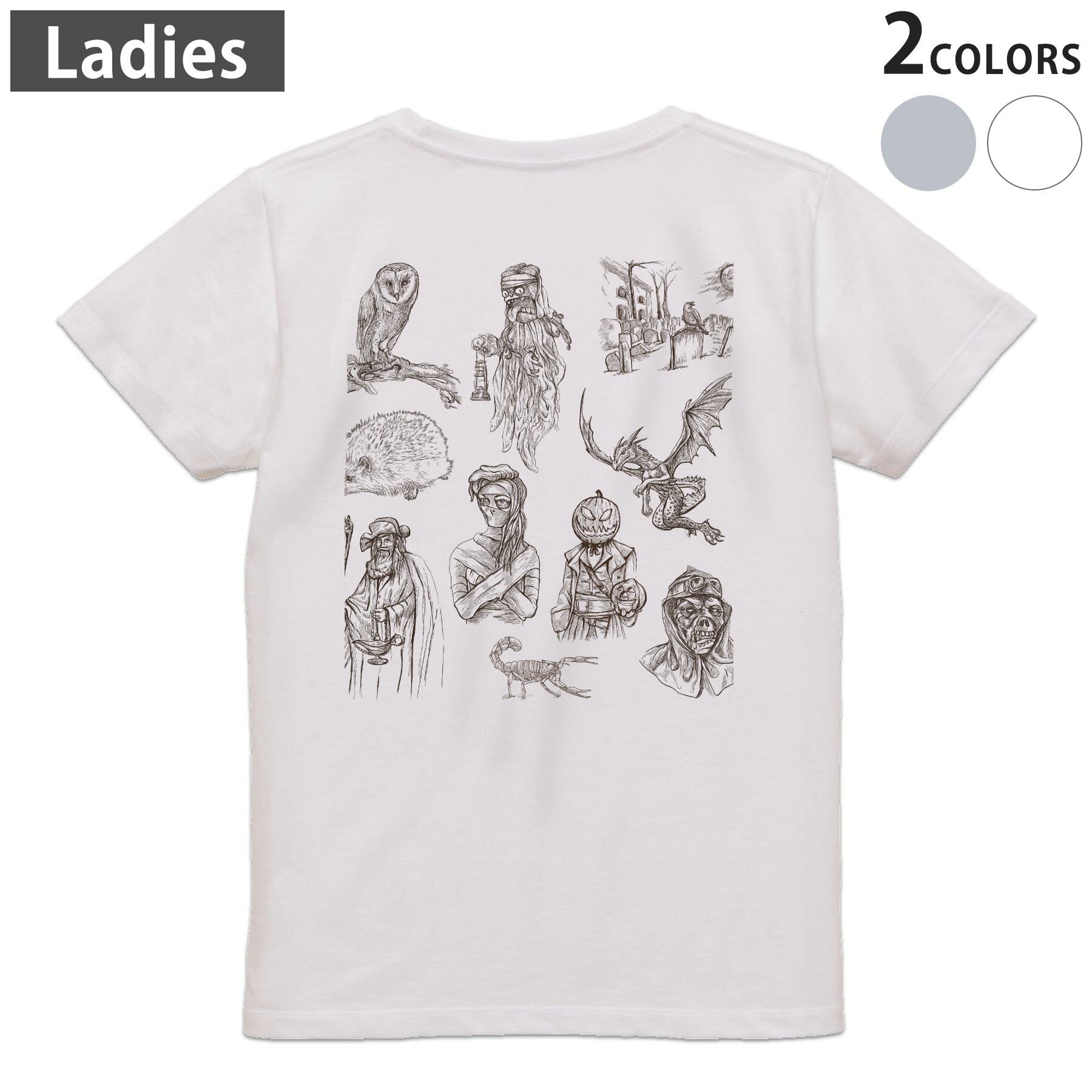 tシャツ レディース 半袖 ホワイト グレー デザイン M L Tシャツ ティーシャツ T shirt　白 灰色▼バックプリントTシャツ　ホワイト・グレー全デザイン▼▼女性用半袖Tシャツ　デザインはこちらから▼ ▼女性用半袖Tシャツ　ブラッ...