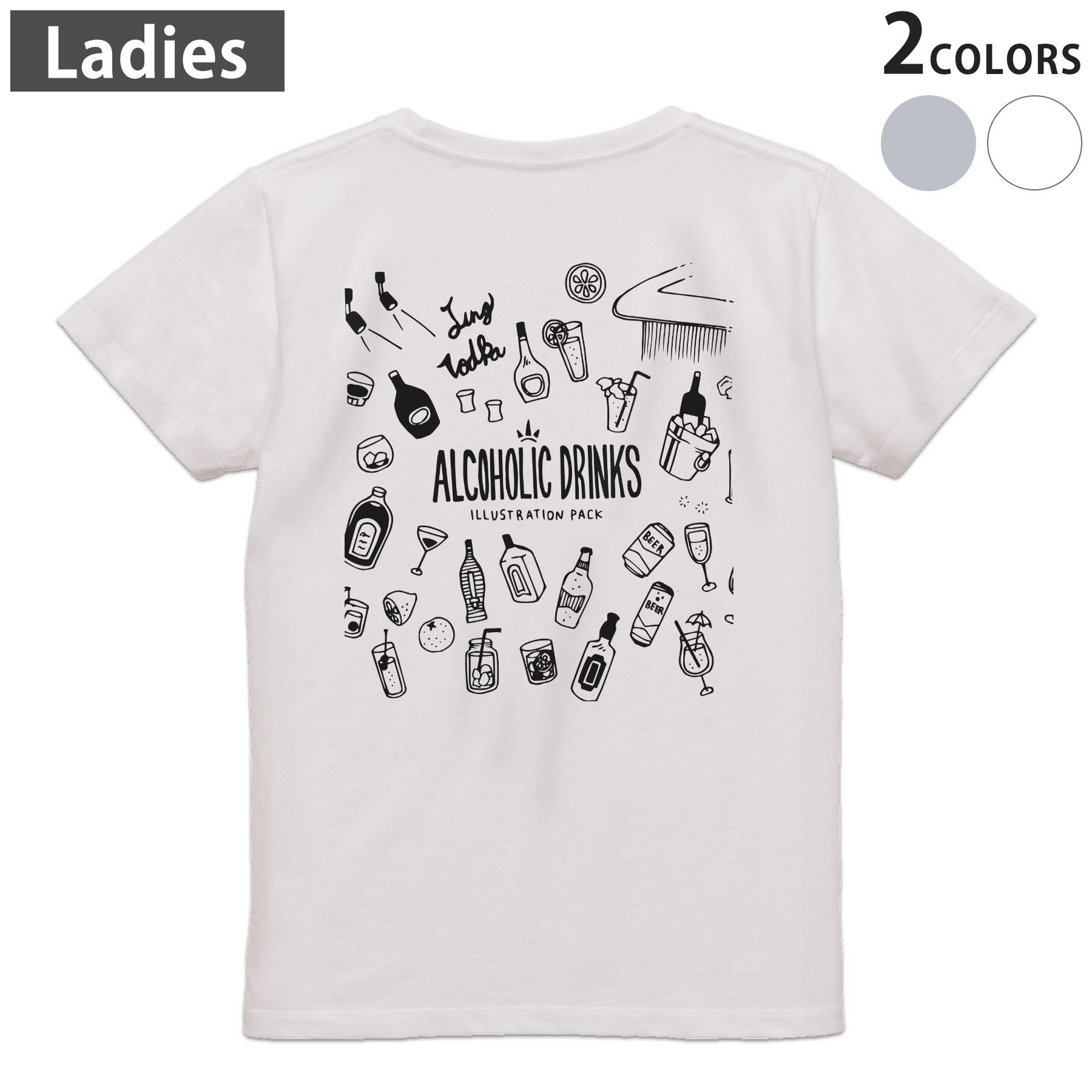 tシャツ レディース 半袖 ホワイト グレー デザイン M L Tシャツ ティーシャツ T shirt　白 灰色▼バックプリントTシャツ　ホワイト・グレー全デザイン▼▼女性用半袖Tシャツ　デザインはこちらから▼ ▼女性用半袖Tシャツ　ブラッ...