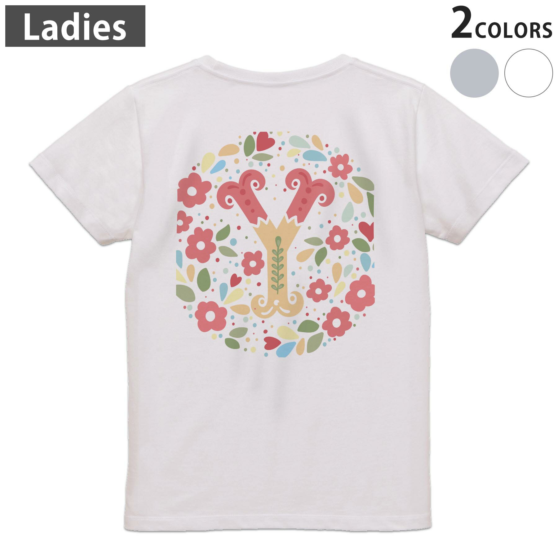 tシャツ レディース 半袖 ホワイト グレー デザイン M L Tシャツ ティーシャツ T shirt　白 灰色▼バックプリントTシャツ　ホワイト・グレー全デザイン▼▼女性用半袖Tシャツ　デザインはこちらから▼ ▼女性用半袖Tシャツ　ブラッ...