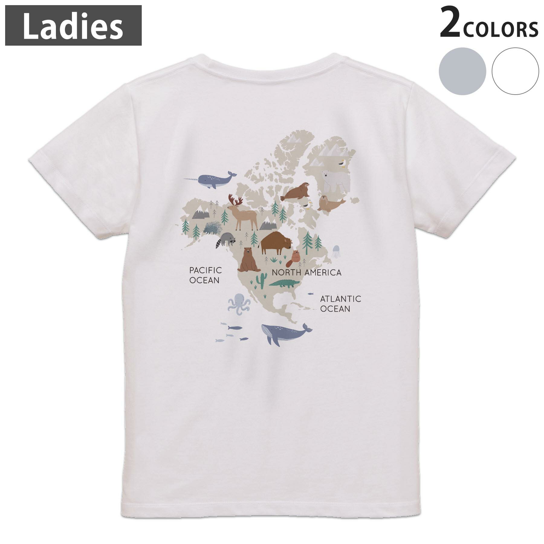 tシャツ レディース 半袖 ホワイト グレー デザイン M L Tシャツ ティーシャツ T shirt　白 灰色▼バックプリントTシャツ　ホワイト・グレー全デザイン▼▼女性用半袖Tシャツ　デザインはこちらから▼ ▼女性用半袖Tシャツ　ブラッ...