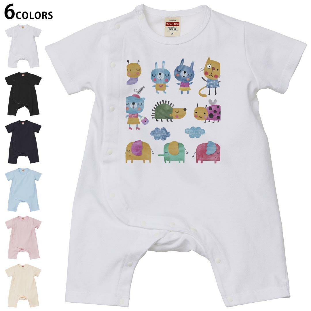 選べる6カラー カバーオール ロンパース 赤ちゃん 半袖 デザイン 70cm 80cm　rompers ベビー 新生児 ジュニア 80サイズ ギフト マタニティ 妊婦 出産 プレママ ティーシャツ T shirt▼画像をクリックで拡大▼ ホ...