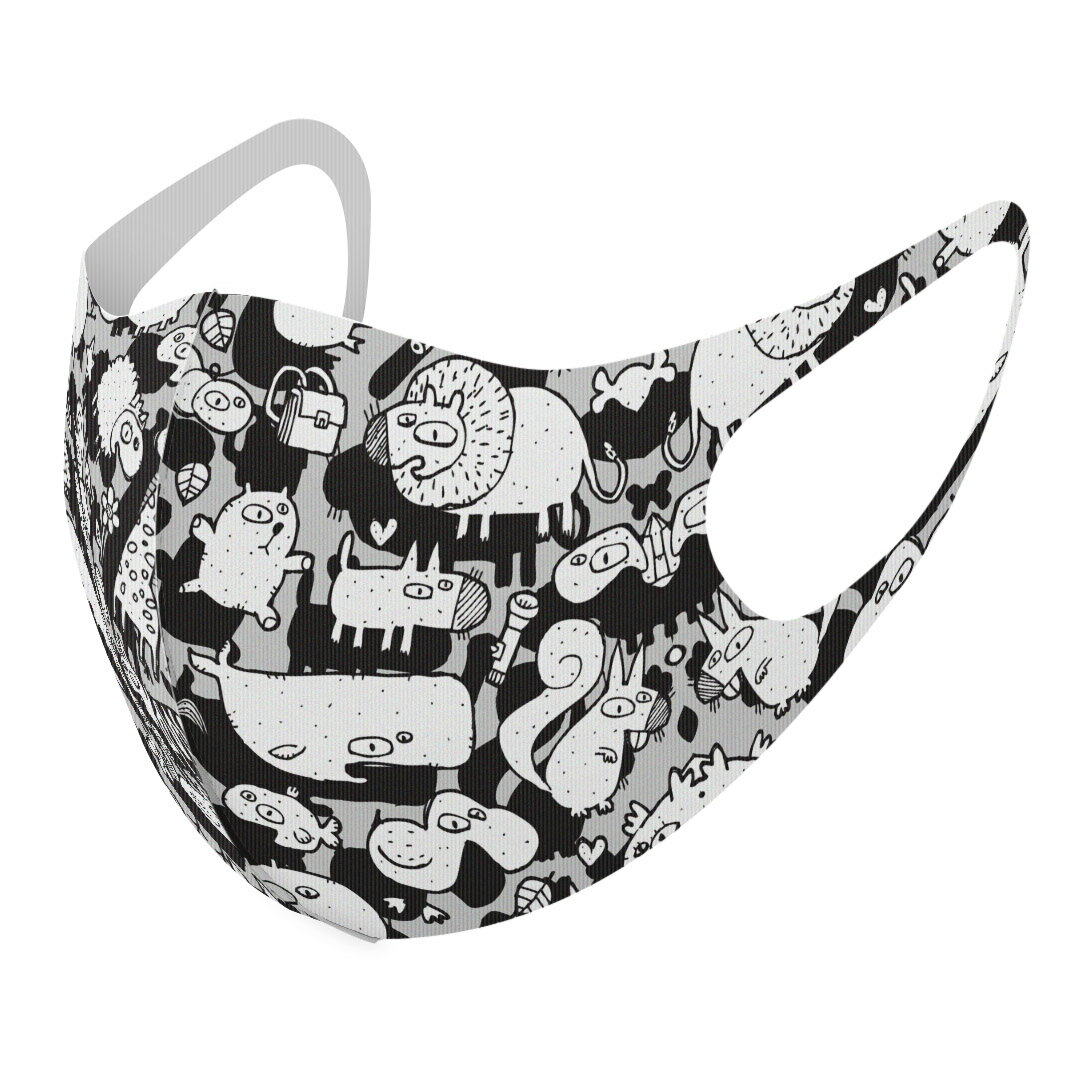 商品特徴・洗って繰り返し使える デザインマスク 2枚セット・素材：ポリエステル　サラサラとした肌触りで通気性がよく、呼吸も苦しくなりにくい・3D立体構造で伸縮性もあるので、顔にしっかりフィットして耳が痛くなりにくい・専用の高精細転写プリンタ...