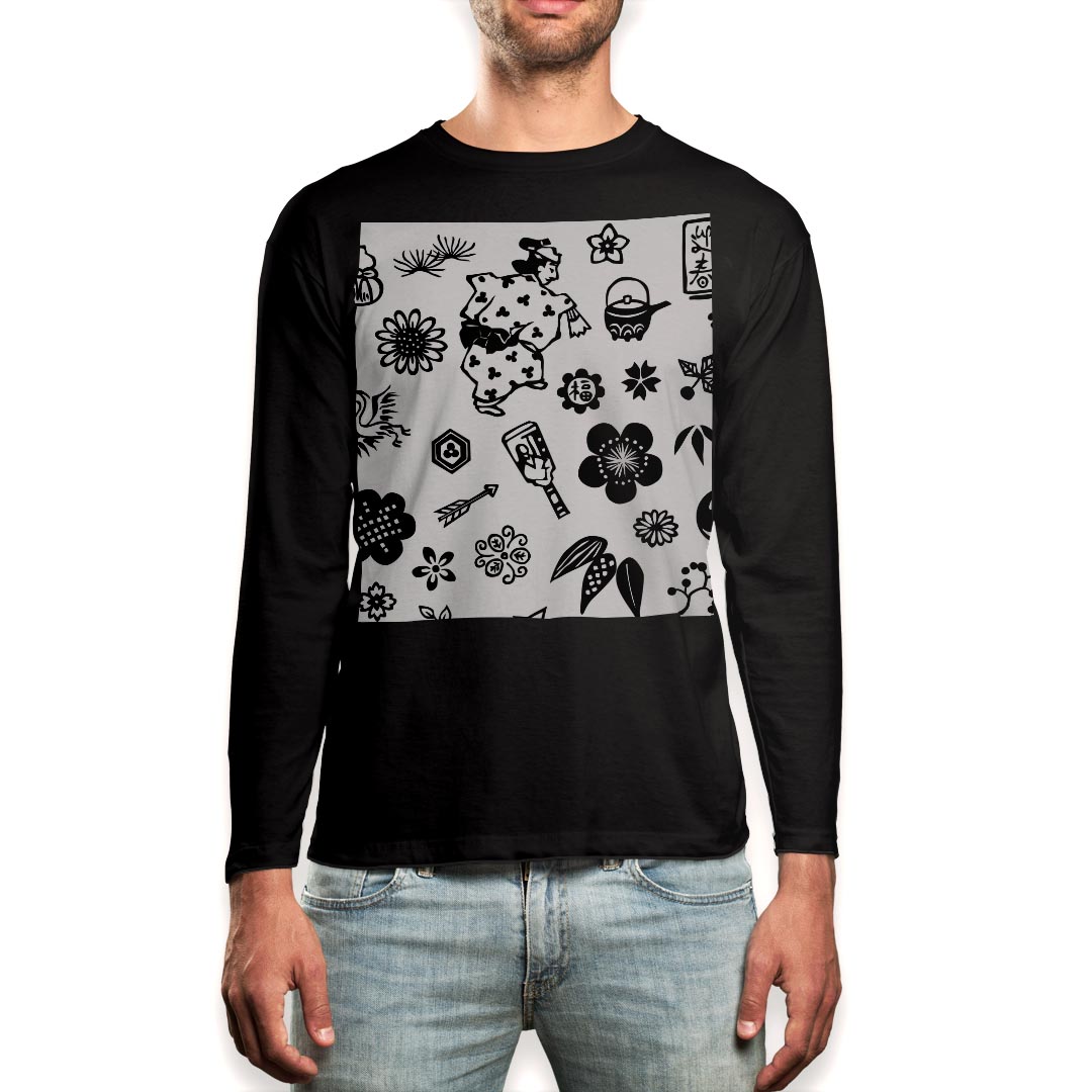 ロング tシャツ メンズ 長袖 ブラック デザイン XS S M L XL 2XL ロンT ティーシャツ 黒 black T shirt long sleeve▼男性用ロングTシャツ ブラック全デザインはこちらから▼▼男性用ロングTシャツ ...