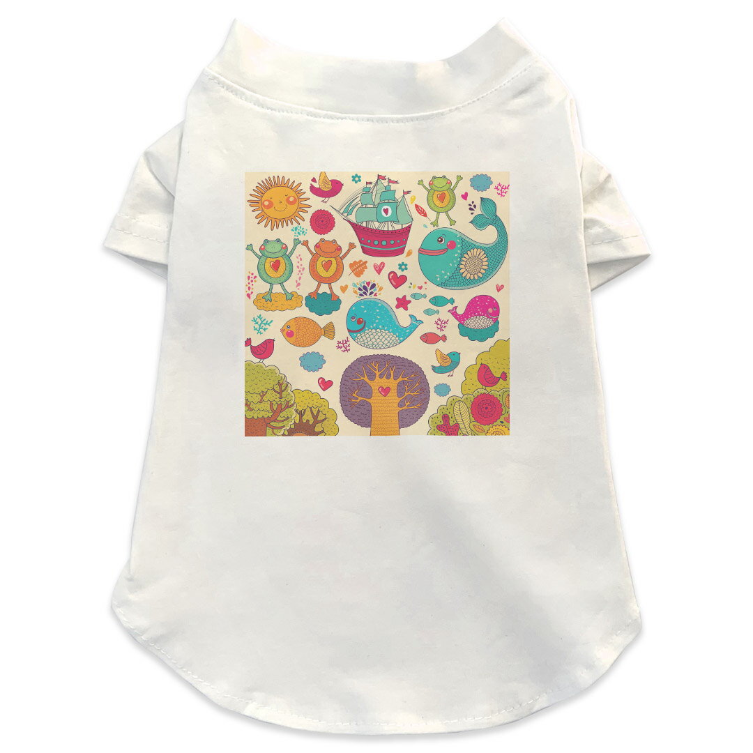 犬専用Tシャツ 選べる5size 小型犬 袖あり 半袖 ホワイト デザイン T shirt XS S M L XL ペットウェア ペット服 カジュアル おしゃれ コットン 綿商品特徴・袖ありペット用Tシャツ！・さらりとした触り心地のTシャツ...