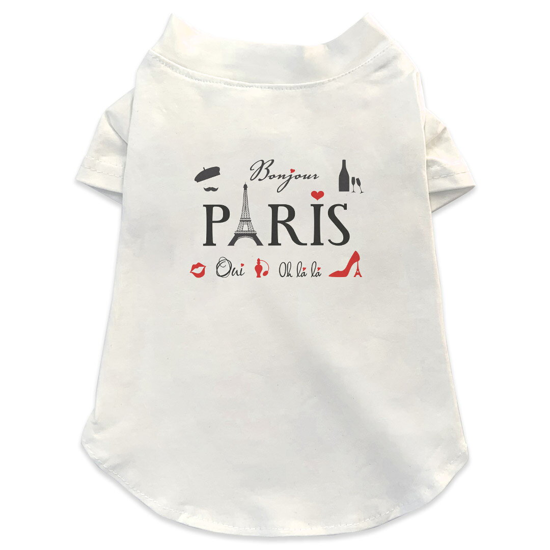 犬専用Tシャツ 選べる5size 小型犬 袖あり 半袖 ホワイト デザイン T shirt XS S M L XL ペットウェア ペット服 カジュアル おしゃれ コットン 綿商品特徴・袖ありペット用Tシャツ！・さらりとした触り心地のTシャツ...