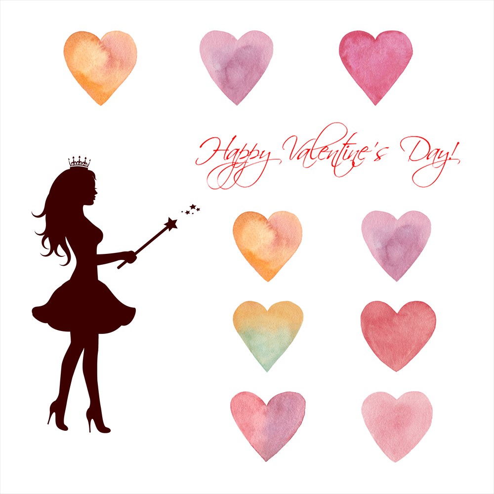 バレンタイン☆シール式ウォールステッカー　Valentine チョコ ハート お姫様 プリンセス 女の子■Lsize ■Msize ■Ssize ウォールステッカー全商品こちらから▼　▼　▼　▼　▼