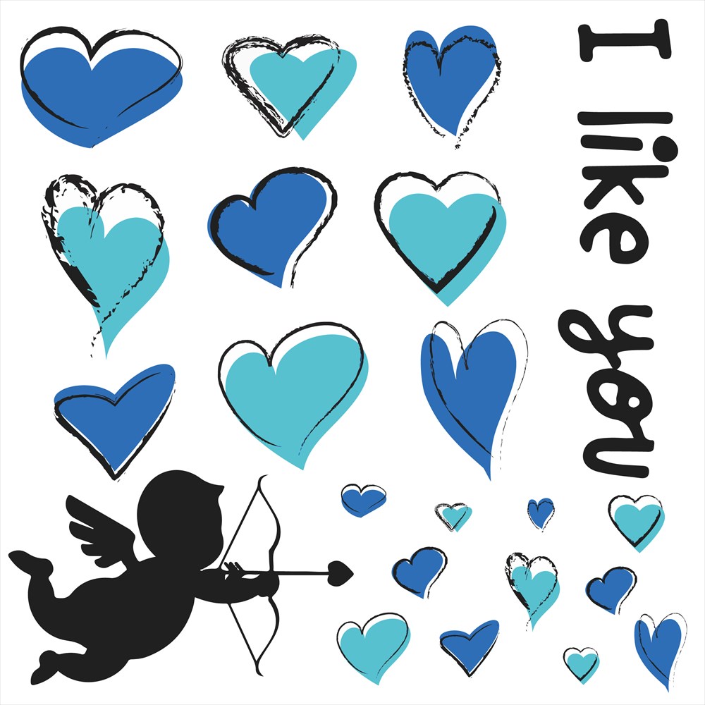 ホワイトデー☆シール式ウォールステッカー　whiteday 3月14日 ハート 青 キューピット キューピッド プレゼント 飾り 装飾 おしゃれ 壁紙 剥がせる DIY プチリフォーム パーティ 賃貸■Lsize ■Msize ■Ssize...