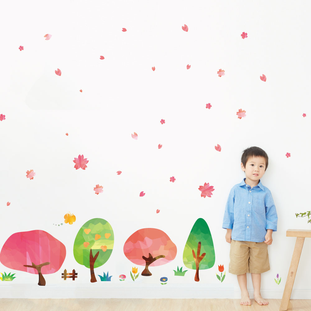 入園入学☆シール式ウォールステッカー　春 spring 桜 梅 木 飾り 装飾 おしゃれ 壁紙 剥がせる DIY プチリフォーム パーティ 賃貸■Lsize ■Msize ■Ssize ウォールステッカー全商品こちらから▼　▼　▼　▼　▼