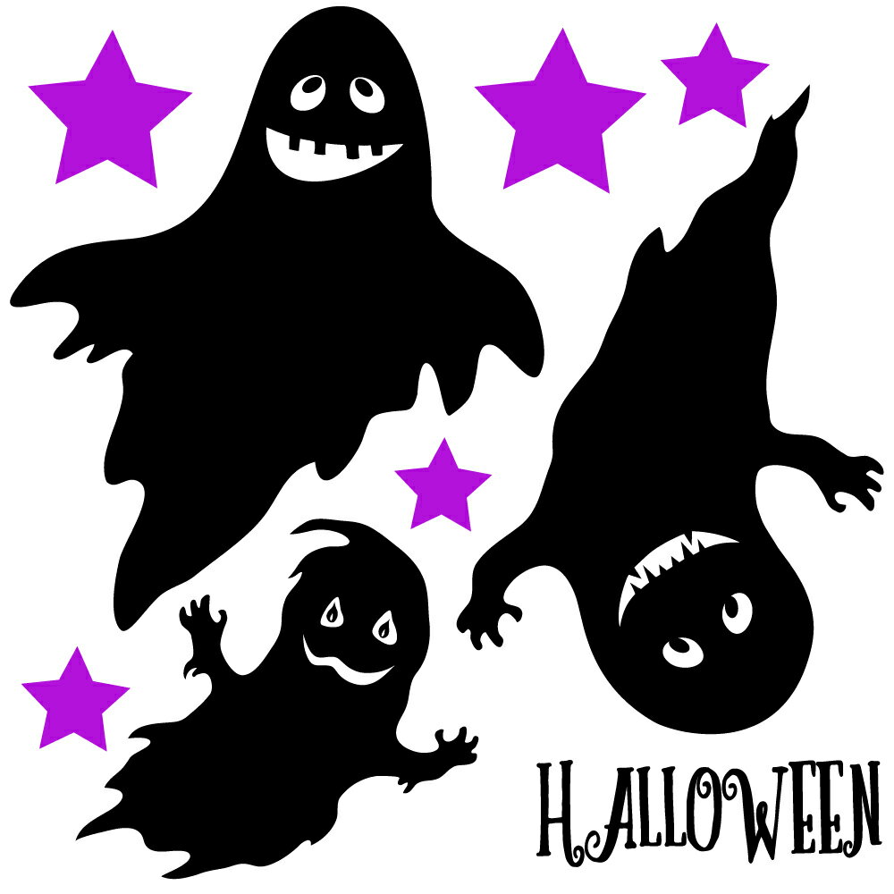 ハロウィン☆シール式ウォールステッカー　halloween おばけ ゴースト 星 飾り 装飾 おしゃれ 壁紙 剥がせる DIY プチリフォーム パーティ 賃貸■Lsize ■Msize ■Ssize ▼ハロウィン全デザインはこちらから▼ ウ...