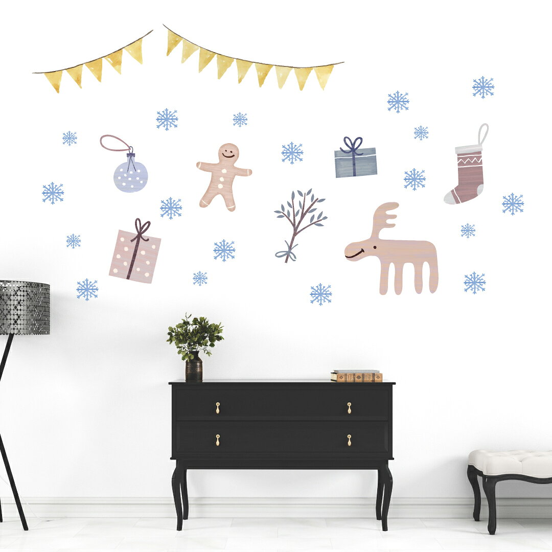 ウォールステッカー クリスマス Christmas 飾り シール式 装飾 オーナメント ツリー リース xmas X'mas　壁紙 はがせる 剥がせる カッティングシート wall sticker 雑貨 DIY サンタ プチリフォーム パー...