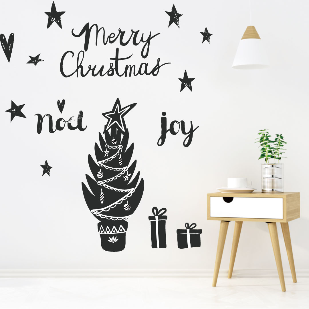 ウォールステッカー クリスマス Christmas 飾り シール式 装飾 オーナメント ツリー リース xmas X'mas　壁紙 はがせる 剥がせる カッティングシート wall sticker 雑貨 DIY サンタ プチリフォーム パー...