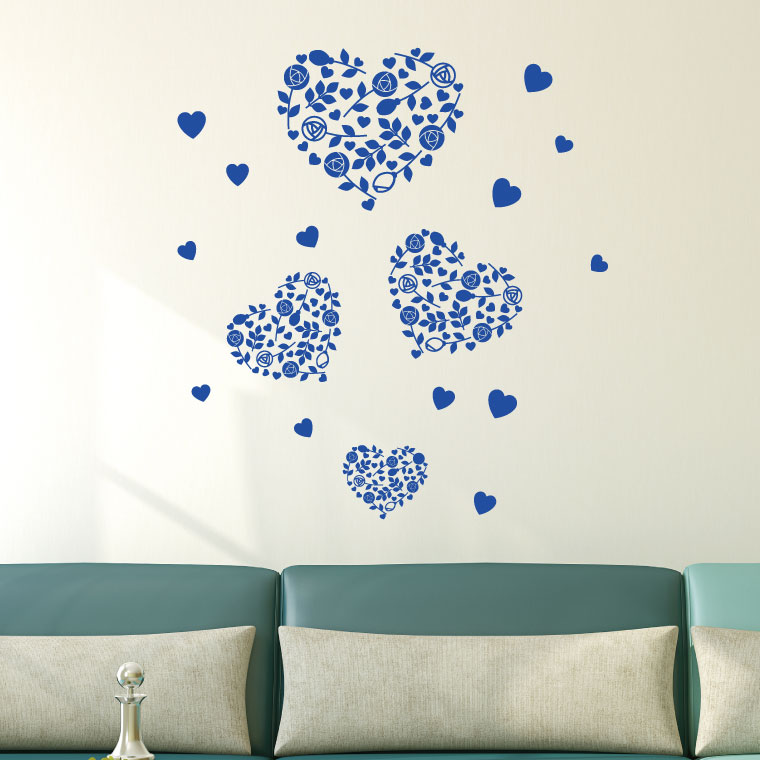 ホワイトデー☆ シール式ウォールステッカー ウォールステッカー 飾り 60×60cm 3月14日 ハート 青 緑 プレゼント whiteday 壁紙 はがせる 剥がせる カッティングシート wall sticker 雑貨 DIY●対象の壁/...
