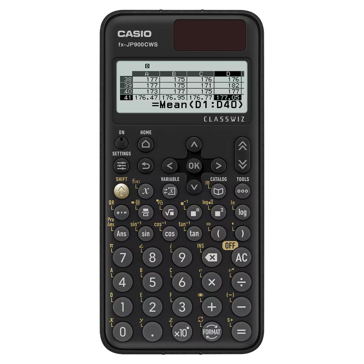 カシオ スタンダード関数電卓ClassWiz【PROFESSIONAL】 【製品仕様】 型式/品番 fx-JP900CWS [fxJP900CWS] 本体サイズ外形寸法 幅×奥行×高さ（約）162 × 77 × 10.7 mm 本体質量 約...