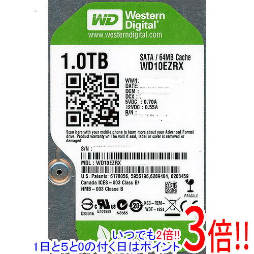 商品名【中古】Western Digital HDD WD10EZRX 1TB SATA600 6000〜7000時間以内商品状態動作確認済みの中古品です。※中古品のため、使用感や傷、汚れ等がある場合がございます。使用時間 6000〜700...